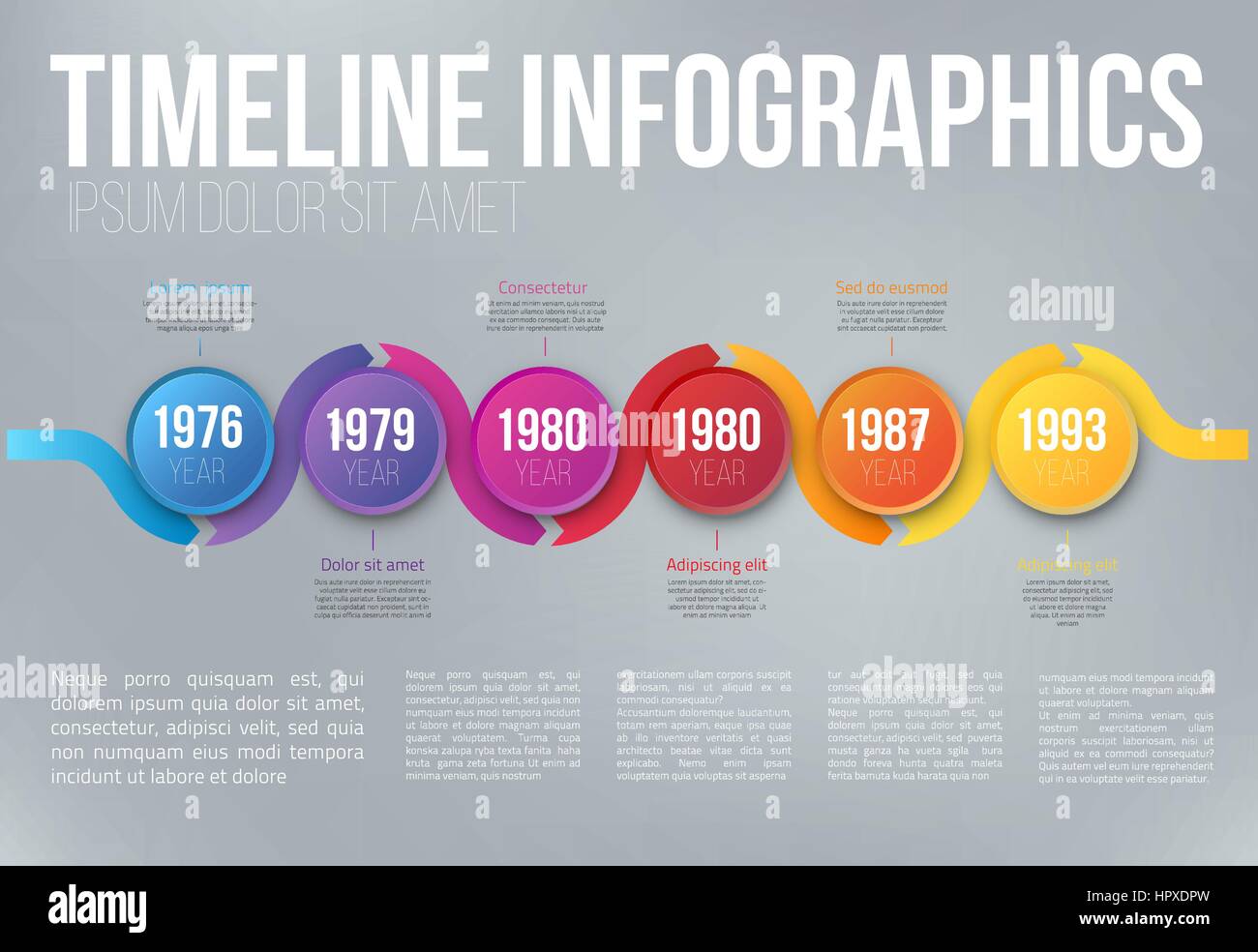 Infografiken Pfeil Timeline Storico Vorlage Stock-Vektorgrafik - Alamy