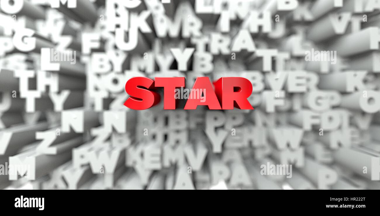 STAR - roter Text auf Typografie Hintergrund - 3D gerenderten ...