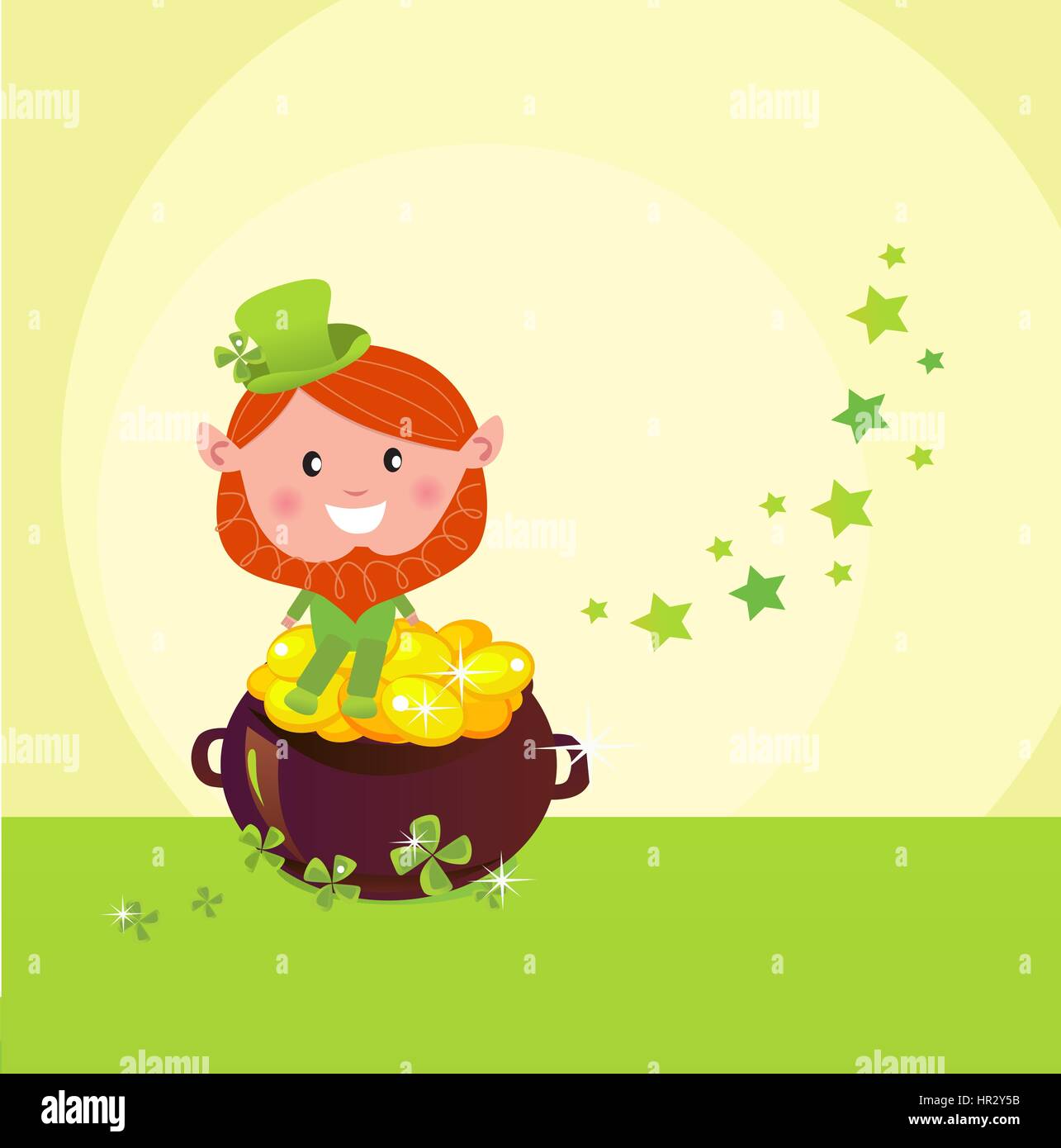 9168813 - happy st. Patricks Day! niedliche kleine Kobold auf Kessel ...