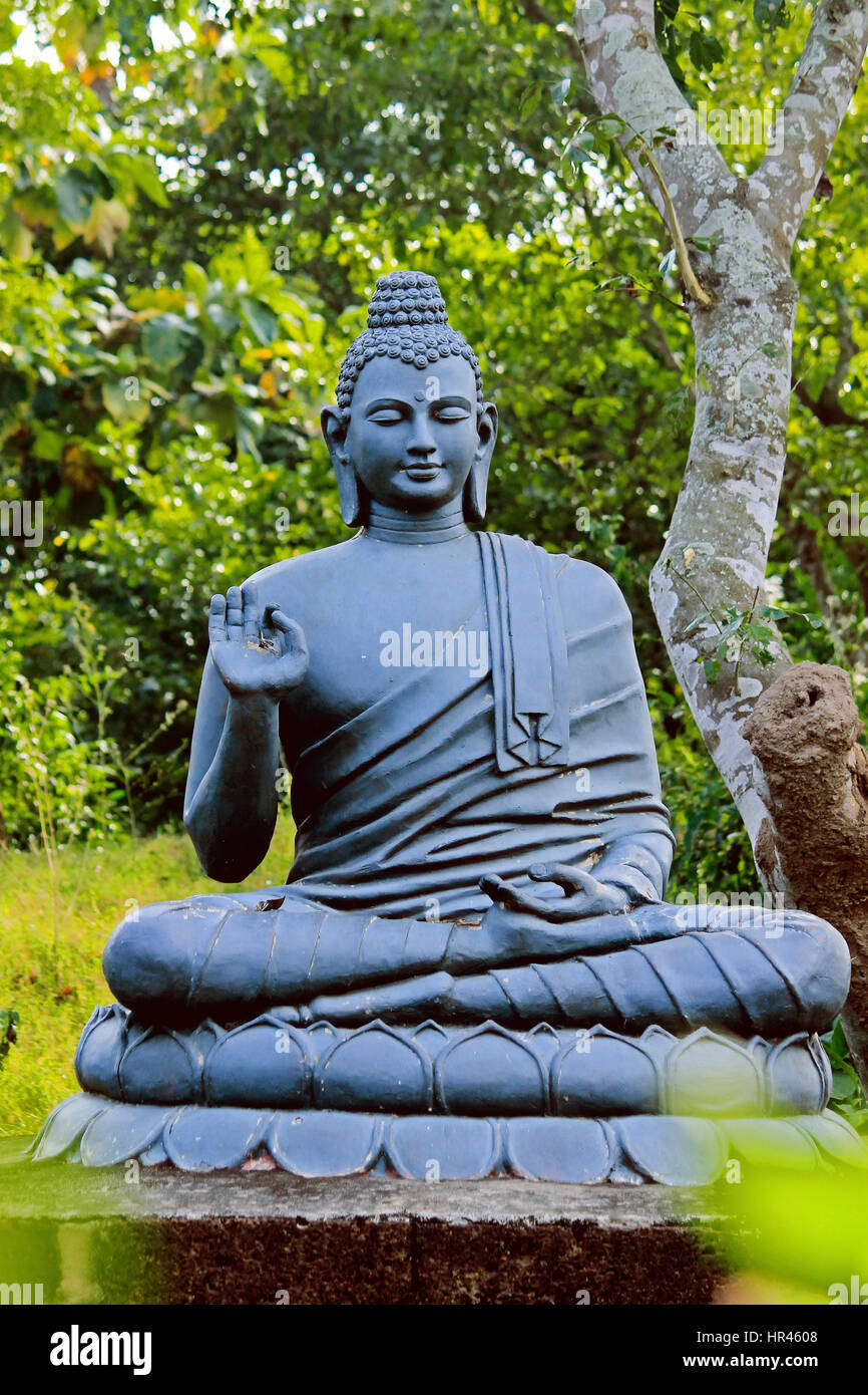 Lord Buddha Idol, Steinskulptur Buddhadev (Siddhartha) zeigt die Mudra ...
