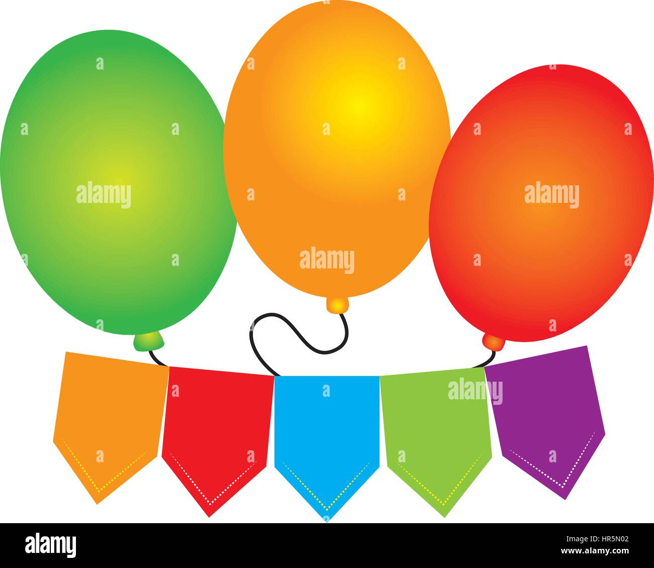 Farbe-Silhouette mit Party Luftballons und banner Stock-Vektorgrafik ...