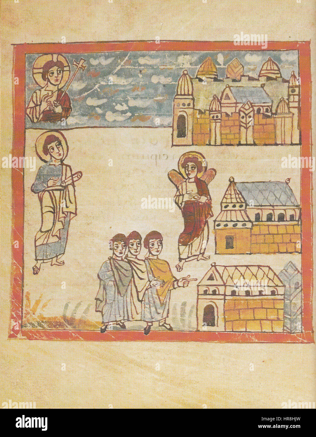 Das Trierer Apokalypse Folio 10v ist eine mittelalterliche Manuskriptillustration aus dem ...