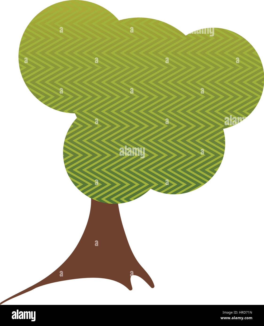 farbenfrohe Silhouette grüner Baum mit Zick-Zack-Linien Stock ...