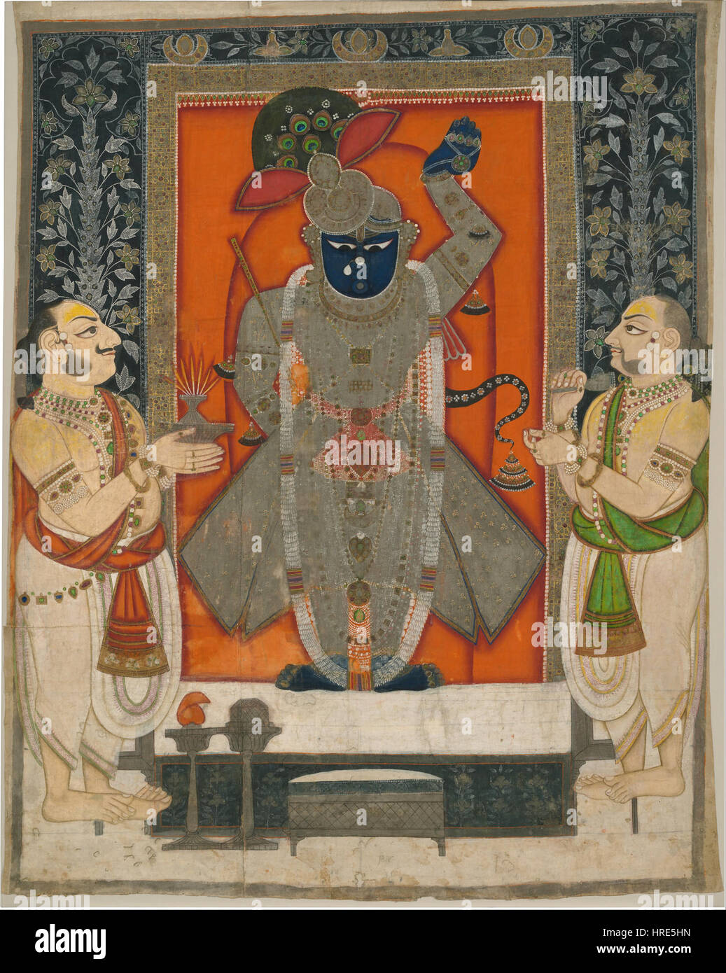 Kota Schule, Rajasthan, Indien - Priester, die Anbetung von Krishna als ...