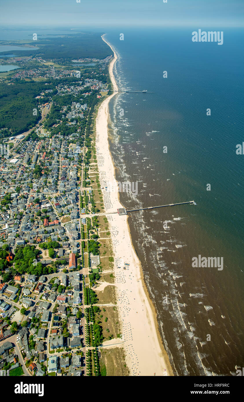 Seebad Ahlbeck mit Strand, Heringsdorf, Insel Usedom, Ostsee ...