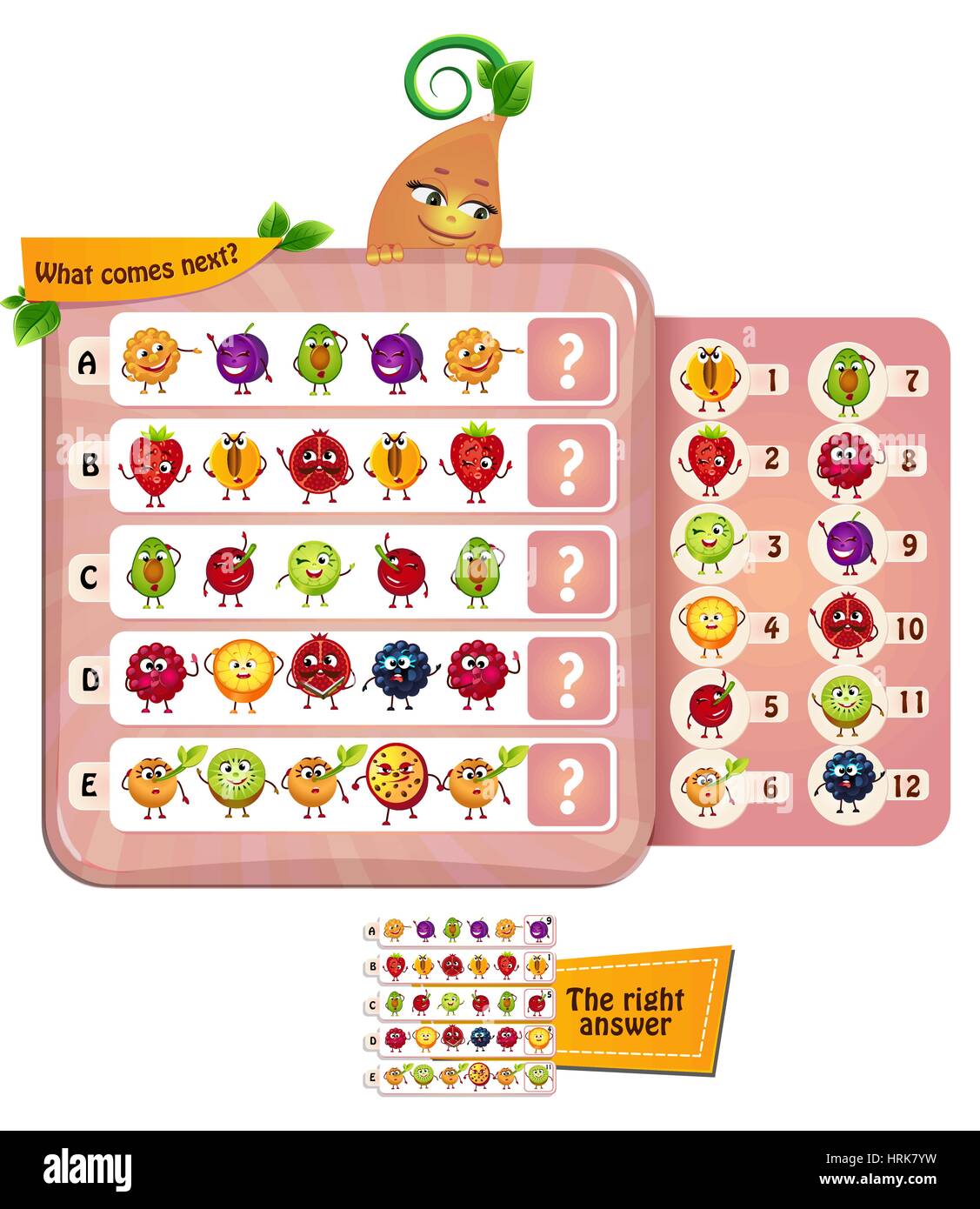 Visuelle Spiel für Kinder. Aufgabe: was kommt als nächstes Stock ... Visuelle Spiel für Kinder. Aufgabe: was kommt als nächstes Stock ...