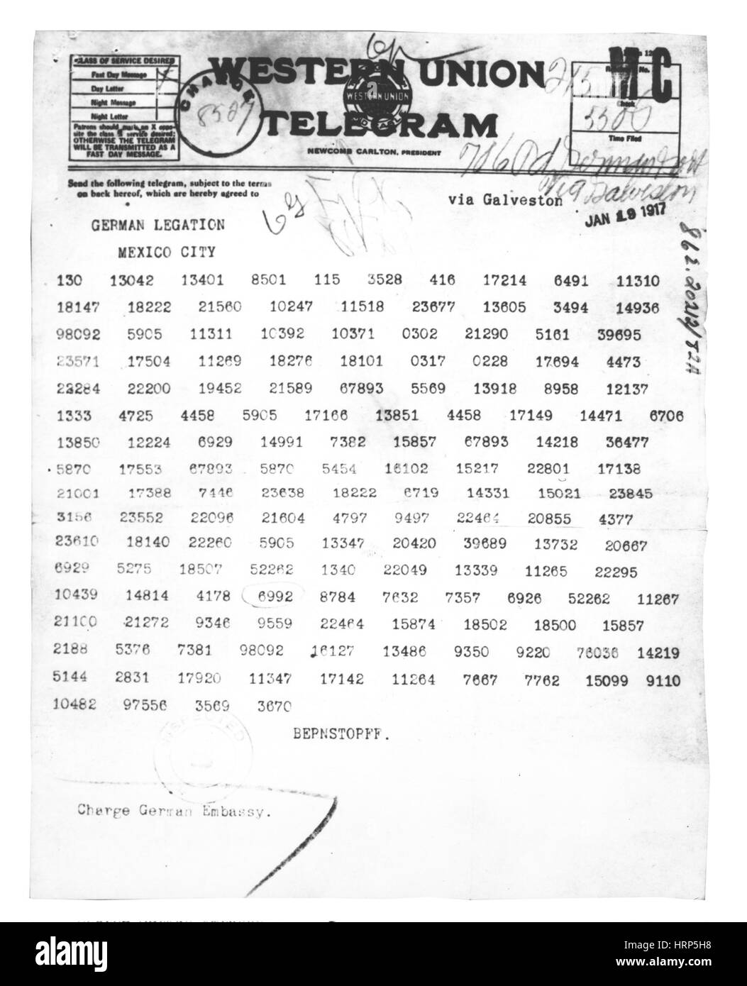 Zimmermann telegram -Fotos und -Bildmaterial in hoher Auflösung – Alamy