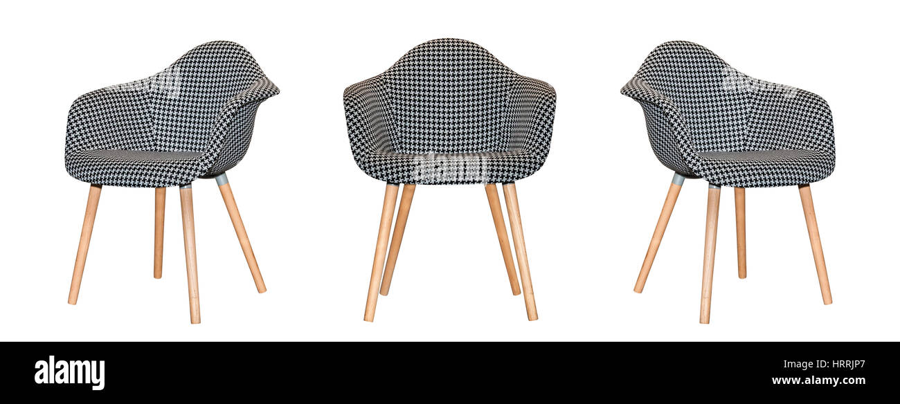 Moderne Textile Stuhl in Schwarz / Weiß Schach Muster isoliert. Von ...
