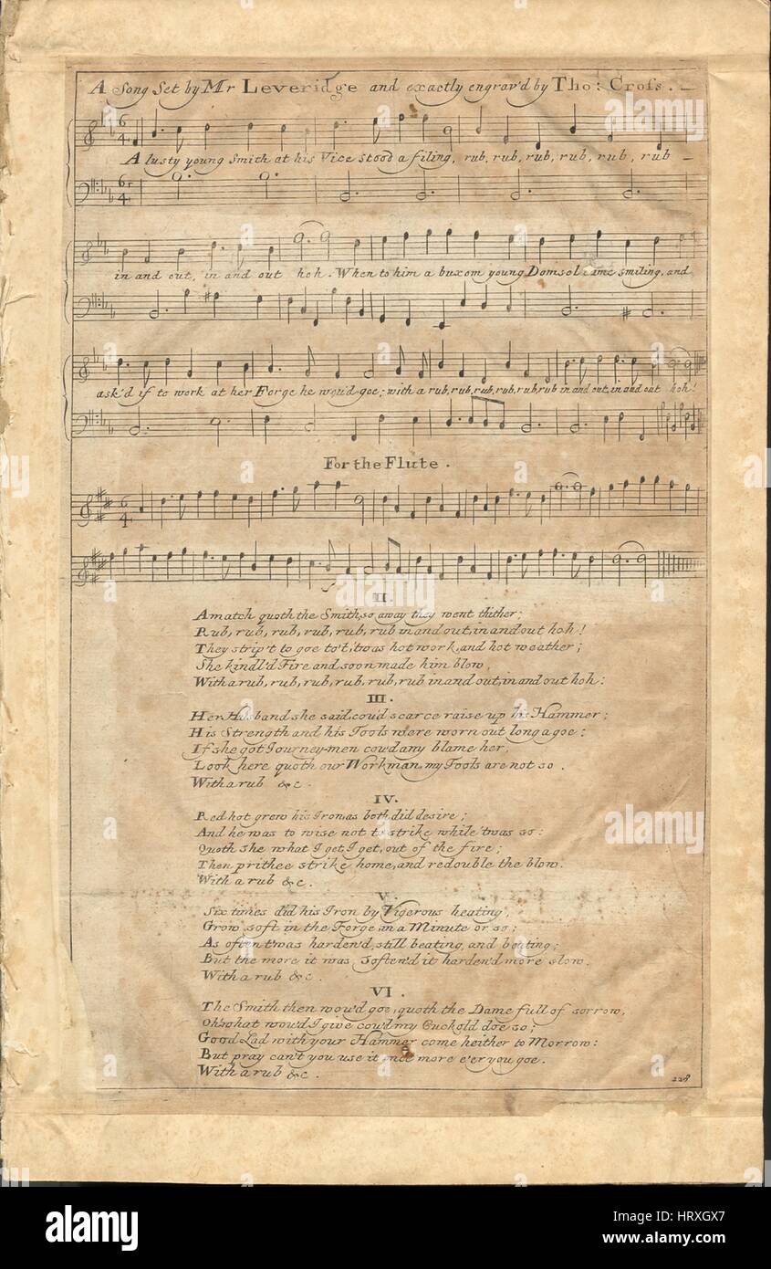 Noten-Cover-Bild des Songs "A Song [A lustvolle junge Smith]", mit ursprünglichen Autorschaft ...