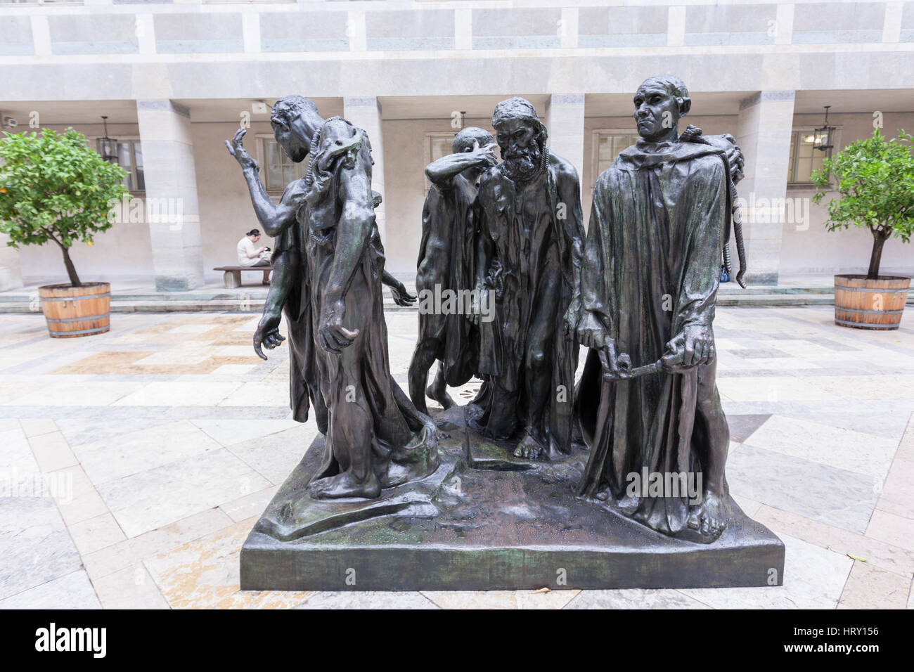 Bronze-Skulptur der Bürger von Calais, Auguste Rodin, im Kunstmuseum ...