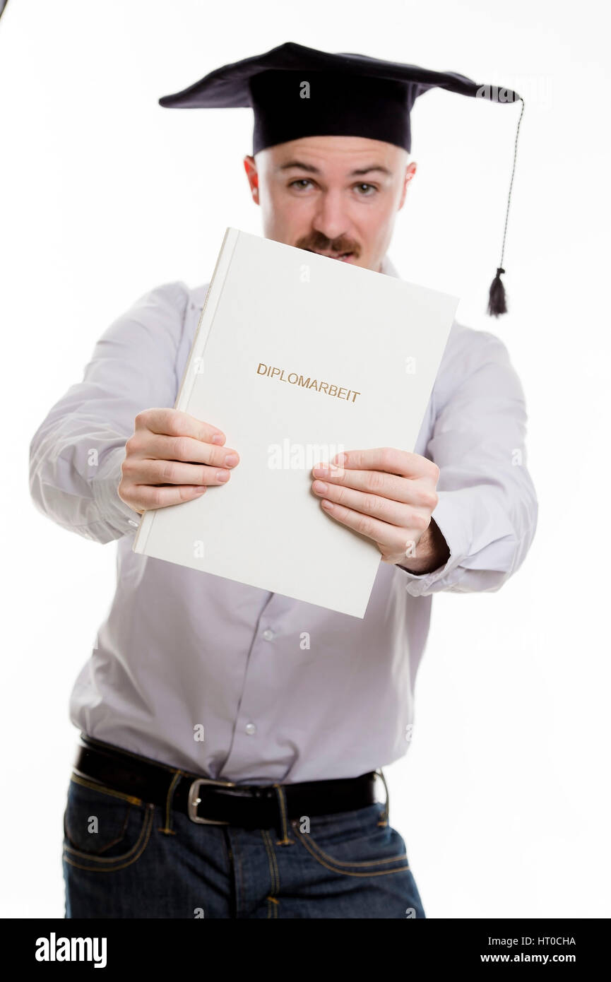 Diplomand Mit Diplomarbeit - Diplomand mit Diplomarbeit Stockfotografie ...