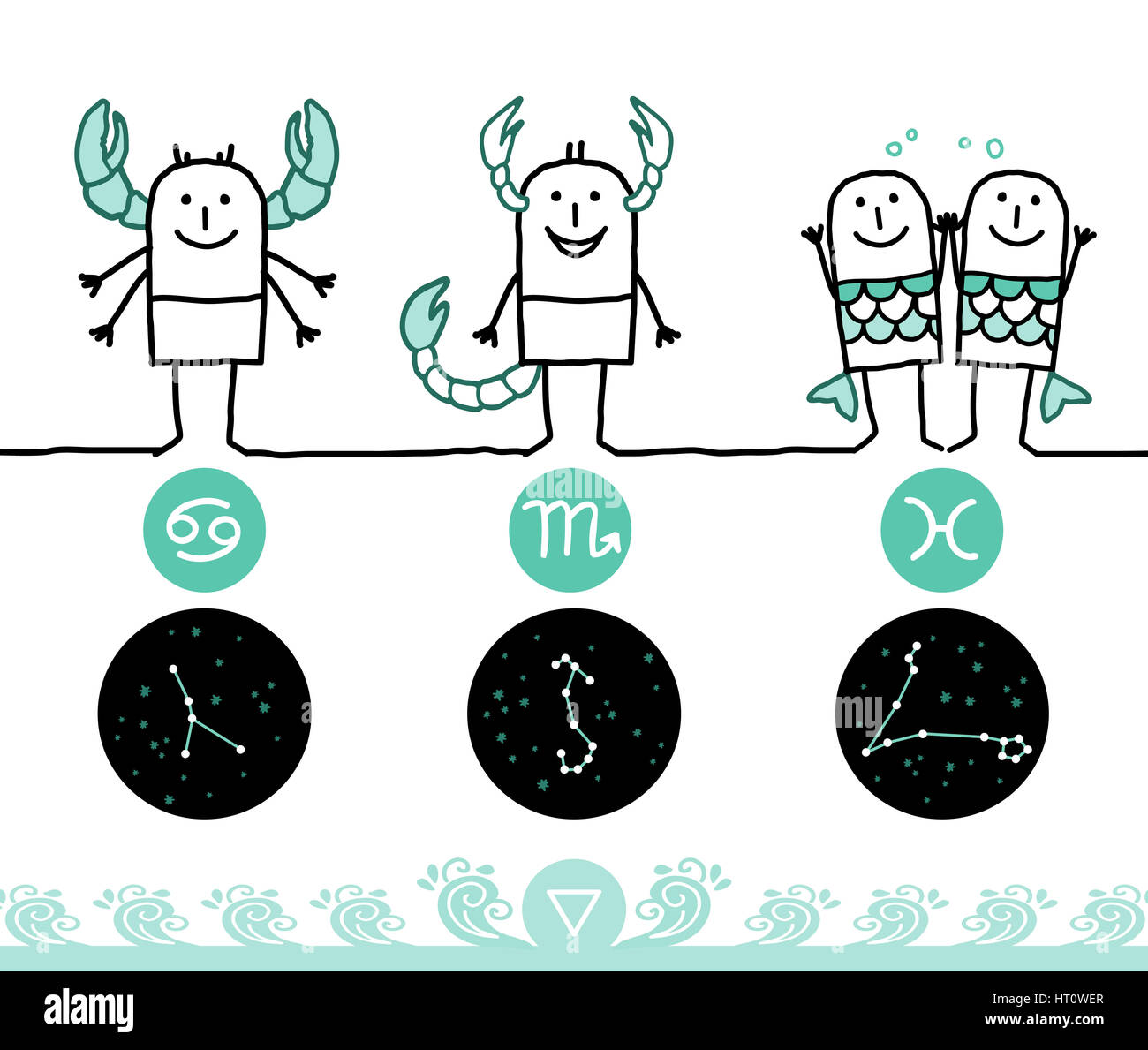 Cartoon-Astrologie Zeichen - Zodiac - Wasser Stockfotografie - Alamy