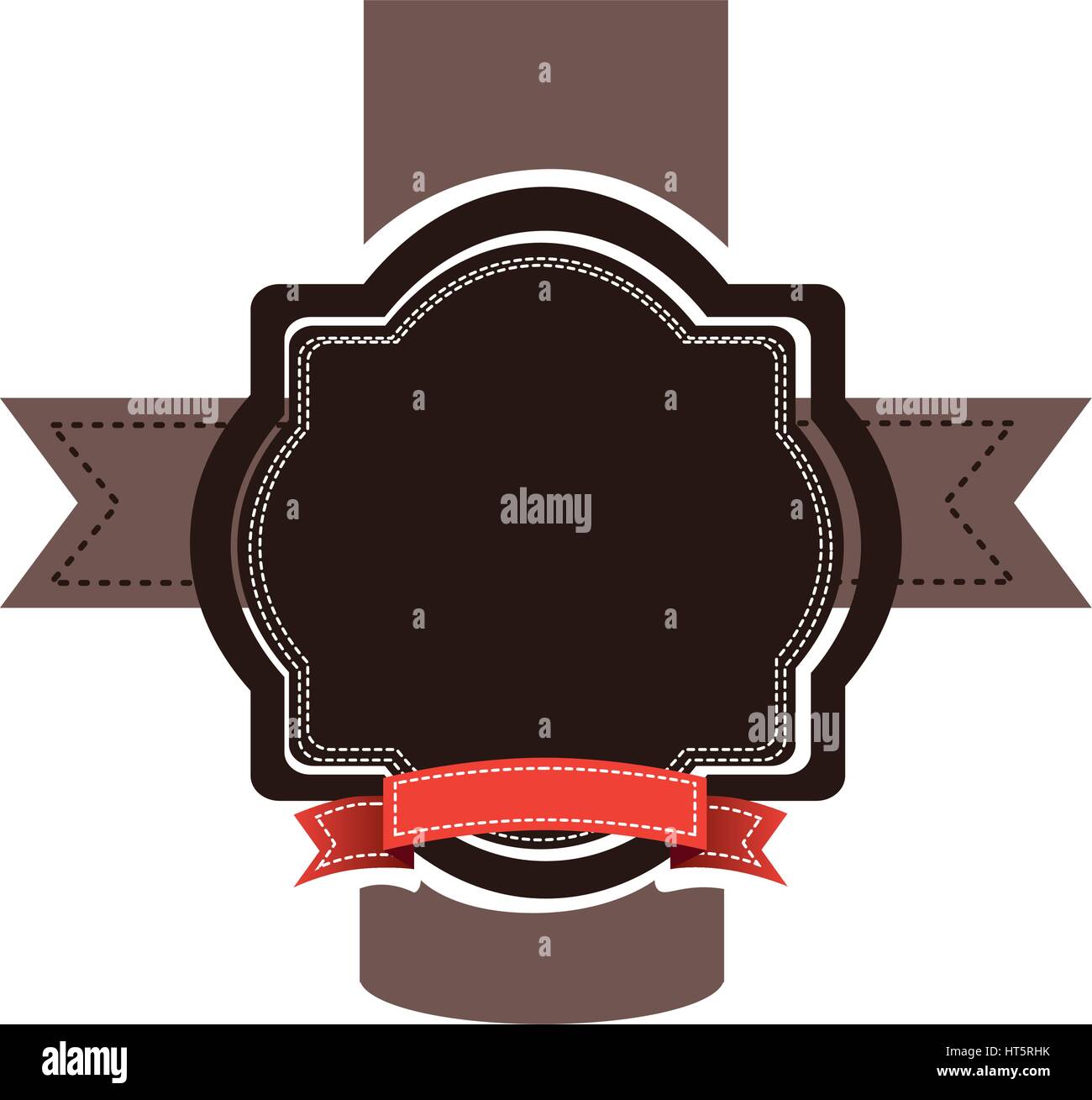 Braun-Emblem mit rotem Band und Symbole Symbol Stock-Vektorgrafik - Alamy