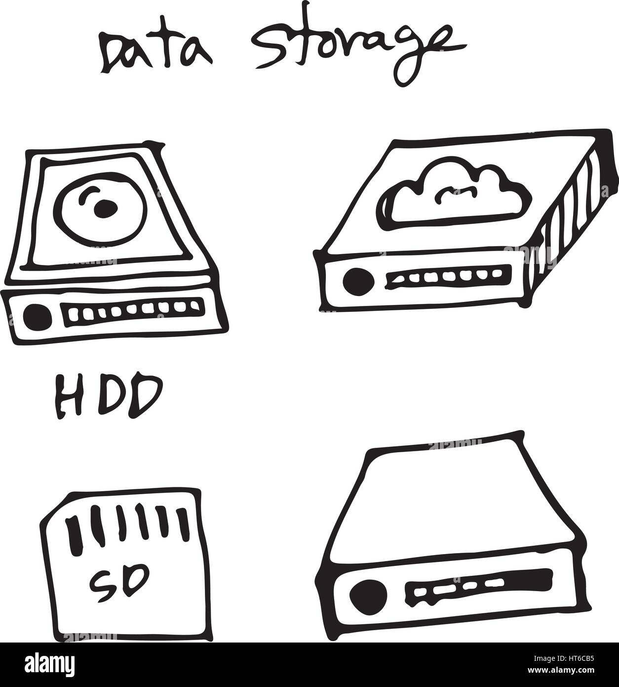 Hand gezeichnet doodle Daten-Storage-Illustration-design Stock ...