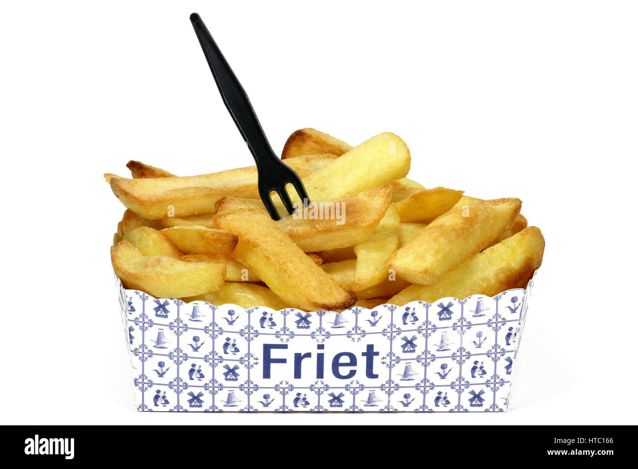 Holländische Pommes frites im Karton Container isoliert auf weißem ...