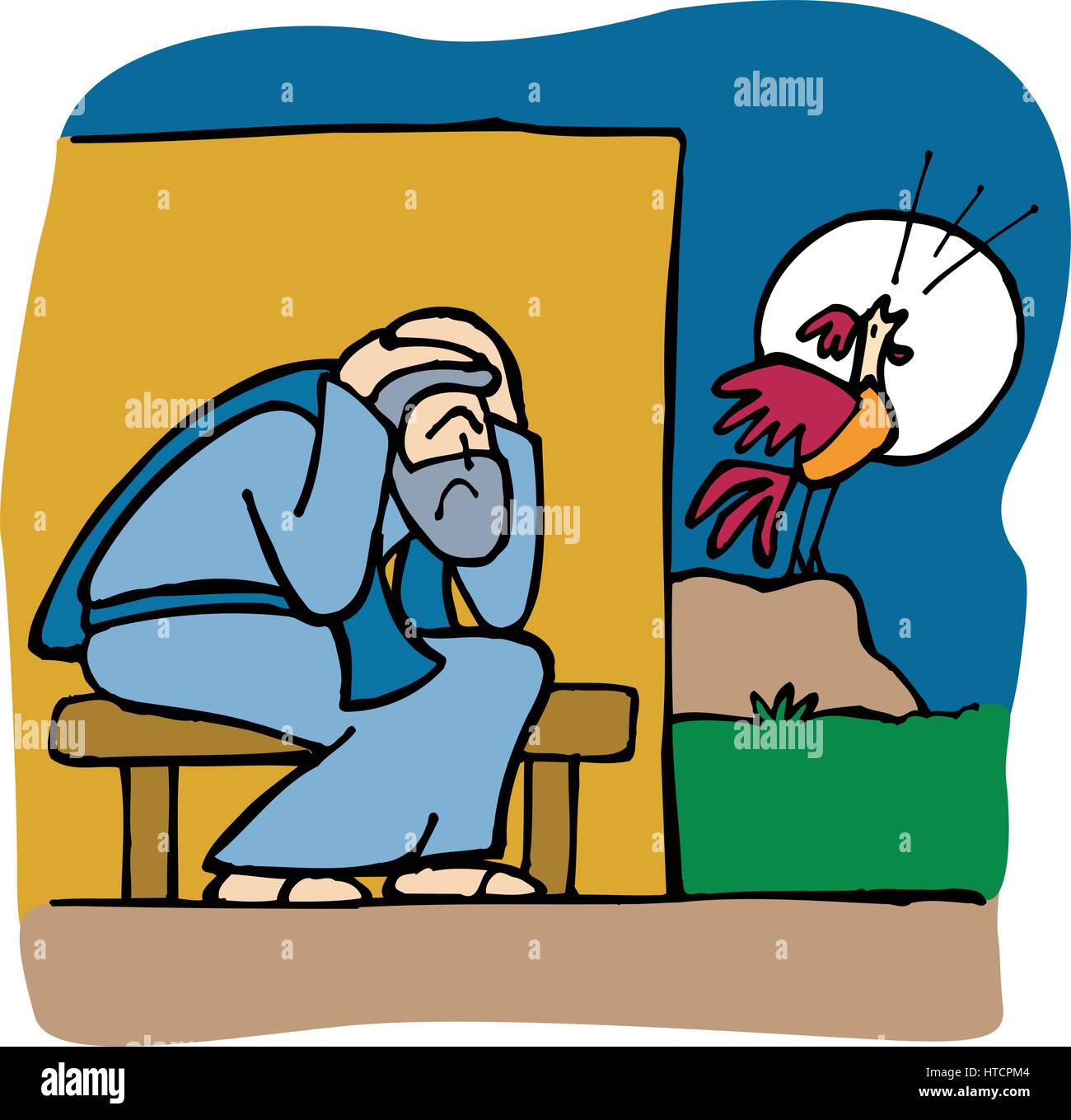 Als Jesus sagte, ehe der Hahn zweimal kräht, Petrus verleugnet drei Mal ...