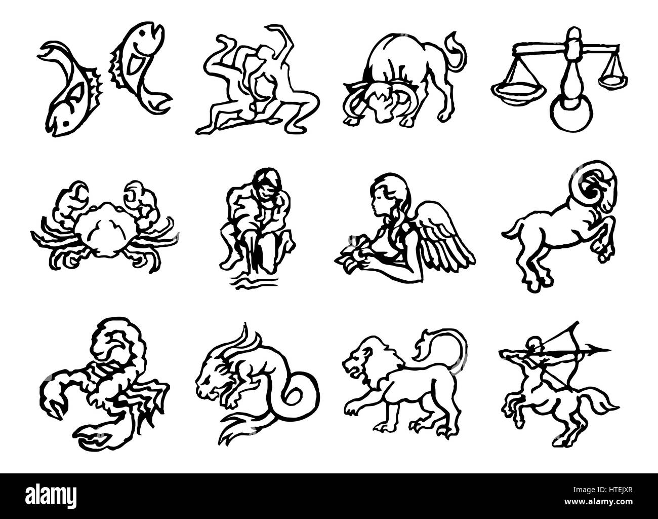 Simbolo dello zodiaco Schwarzweiß-Stockfotos und -bilder - Alamy