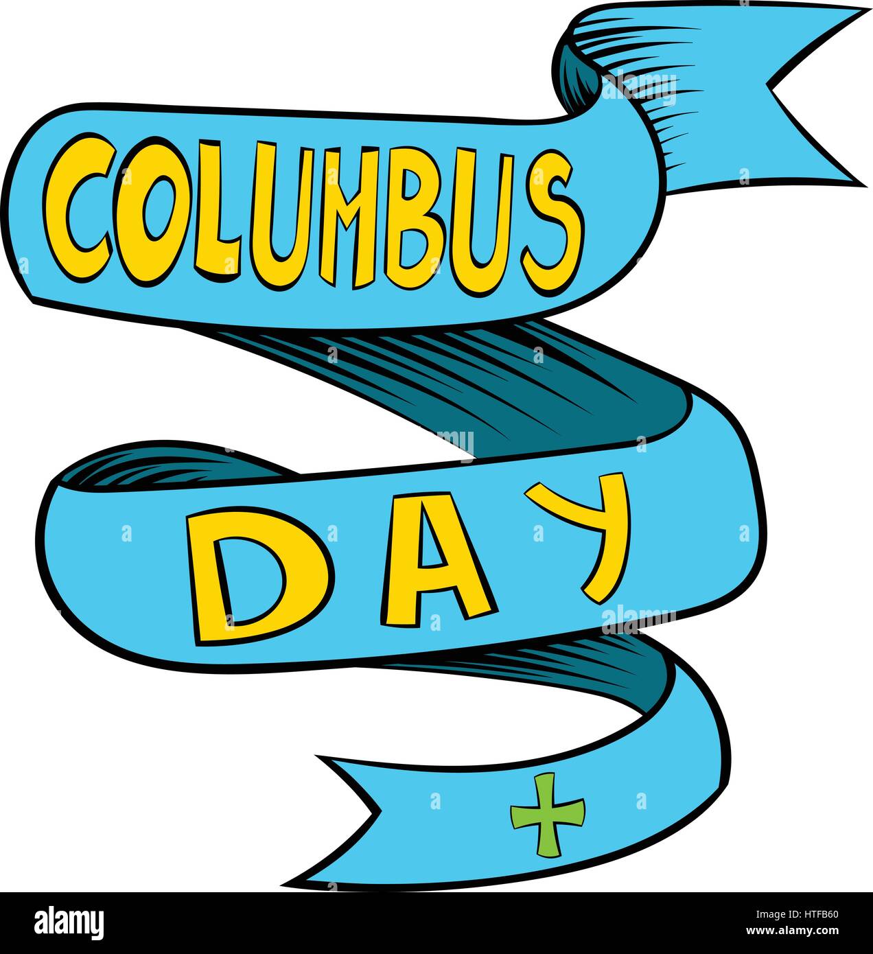 Blaue Columbus Day Band Symbol im Symbol im Cartoon-Stil isoliert ...