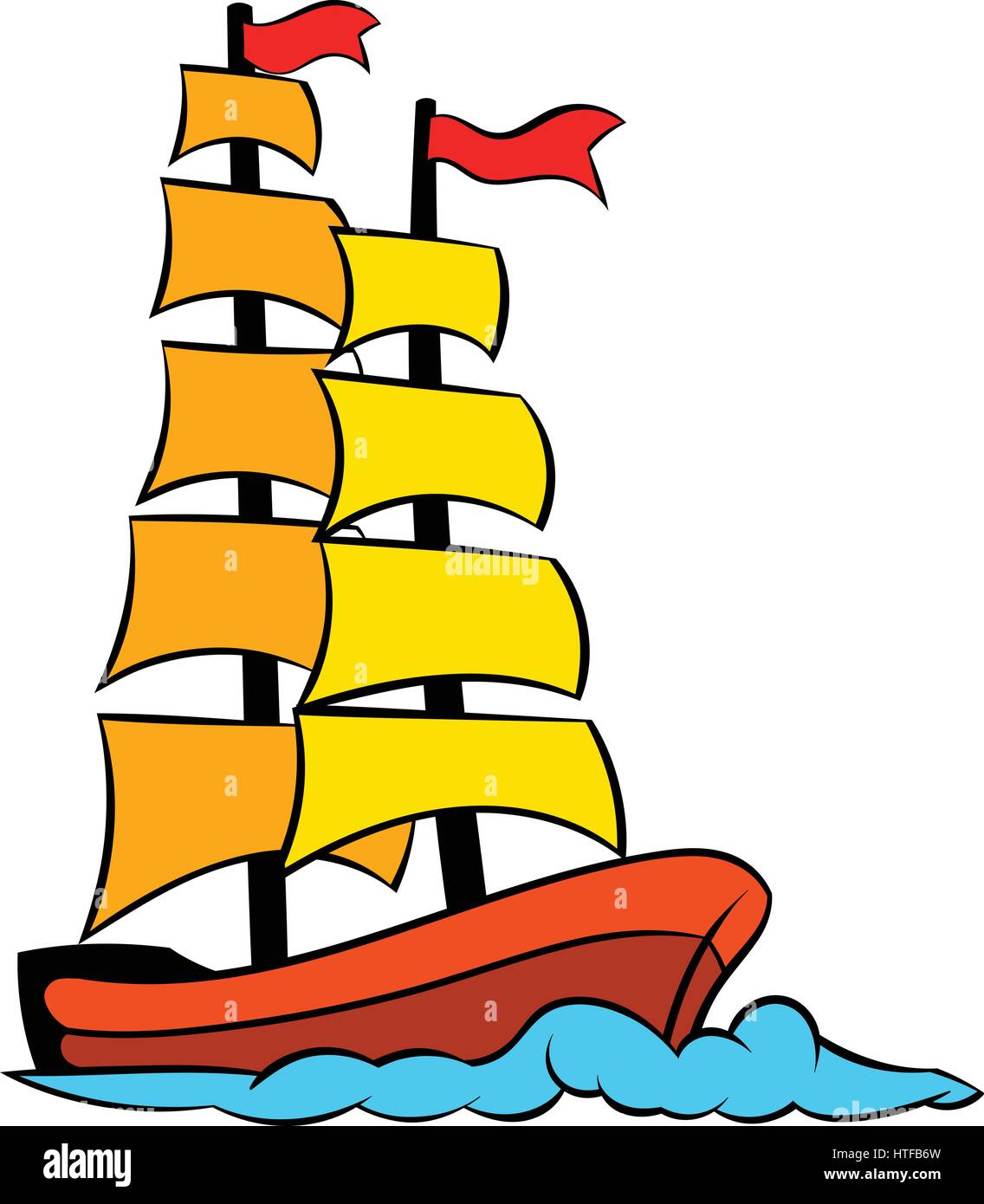 Alten Segeln Schiff Symbol im Symbol im Cartoon-Stil isoliert-Vektor ...