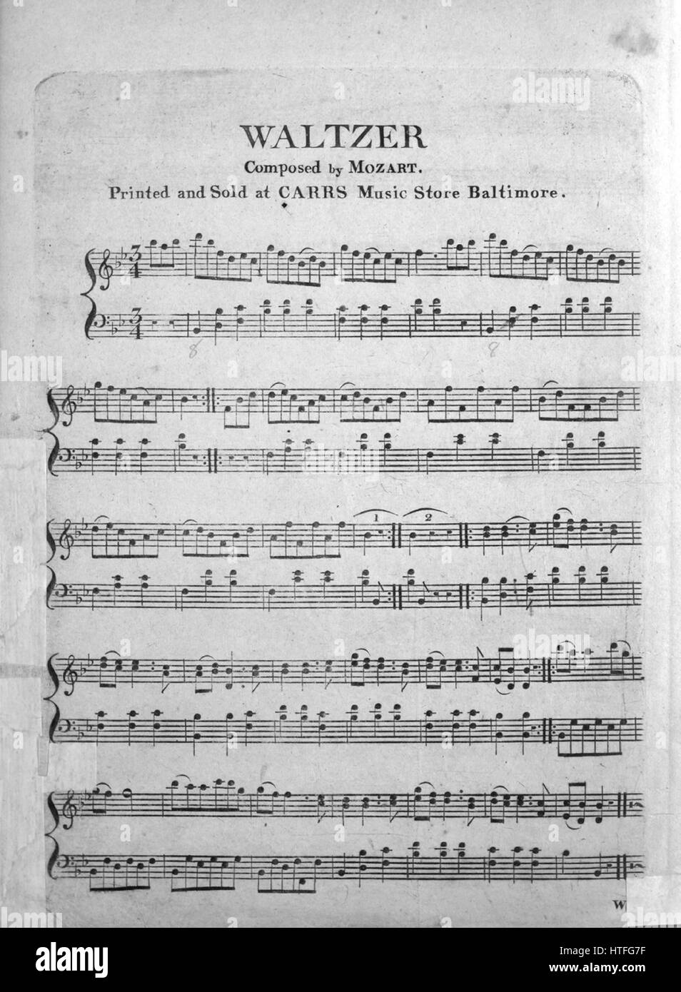 Noten-Cover-Bild des Liedes "Walzer", mit ursprünglichen Autorschaft ...