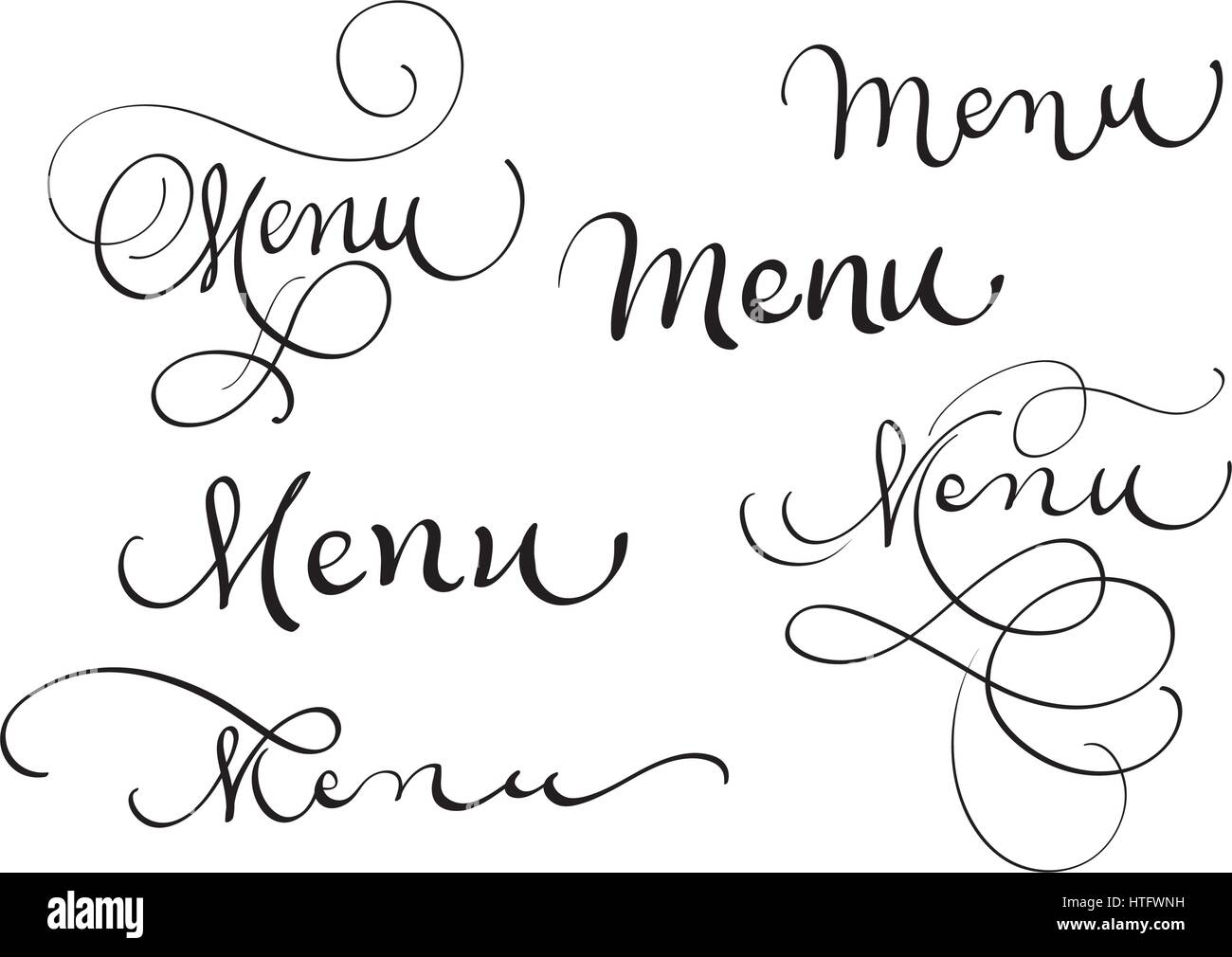 Satz von Word-Menü auf weiß. Kalligraphie, Vektor-Illustration EPS10 ...