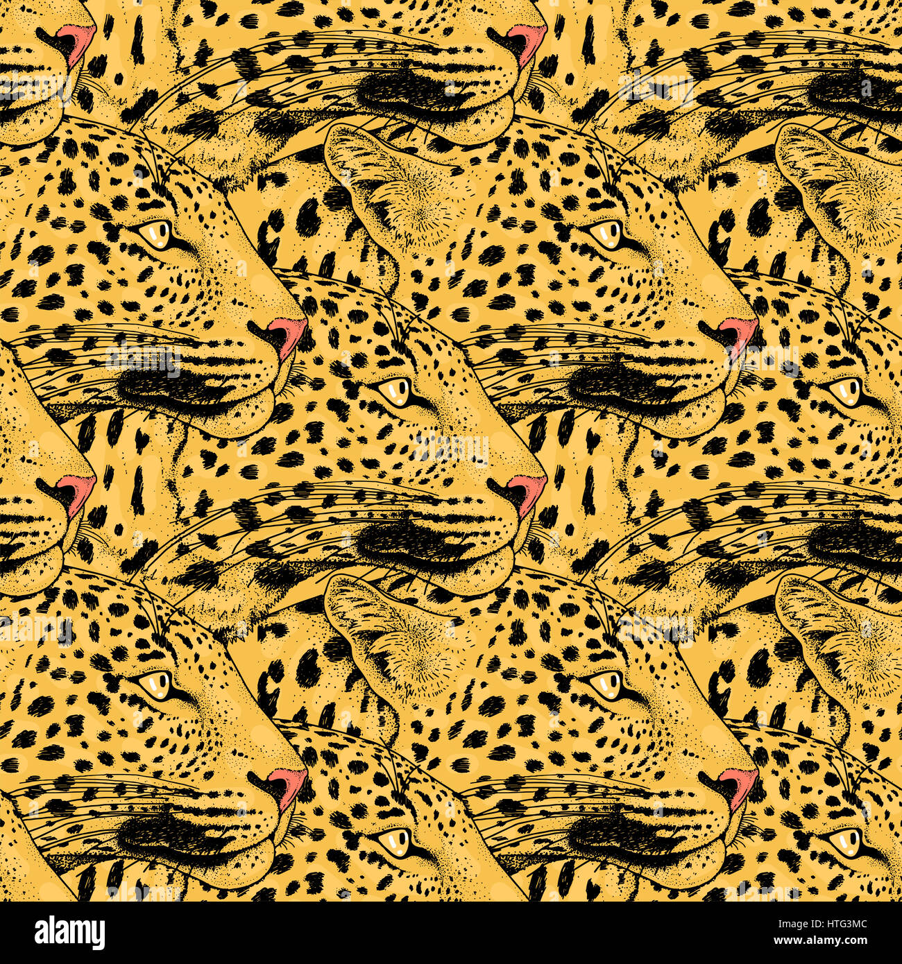 Leopard Gesicht Tattoo, nahtlose Muster drucken Mode Stockfotografie ...