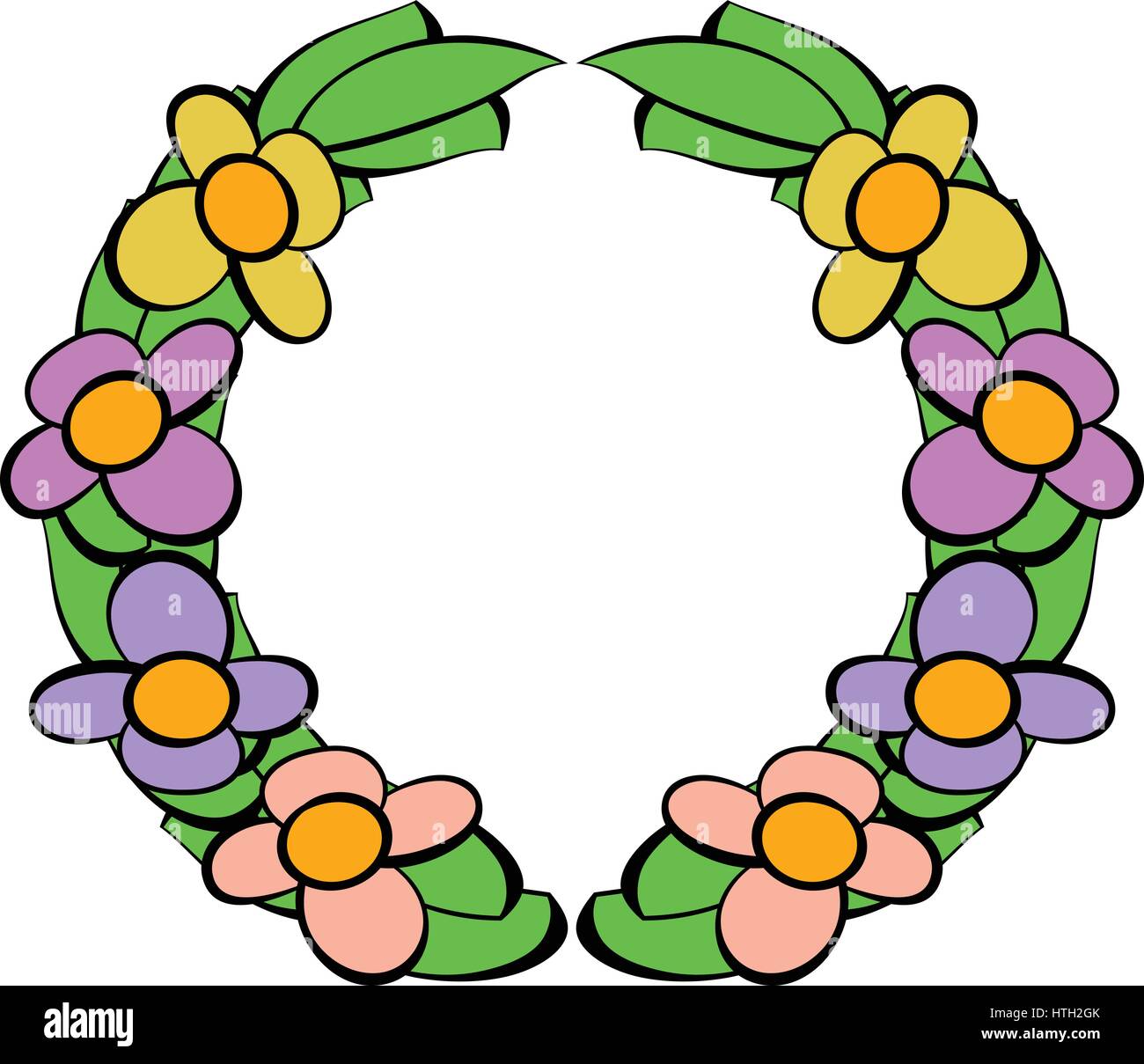 Denkmal-Kranz aus Blumen-Symbol, Symbol-cartoon Stock-Vektorgrafik - Alamy