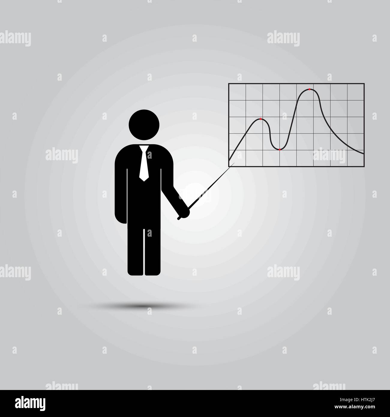 Mann, stehend mit Zeigersymbol. Regelung und Diagramm Symbol ...