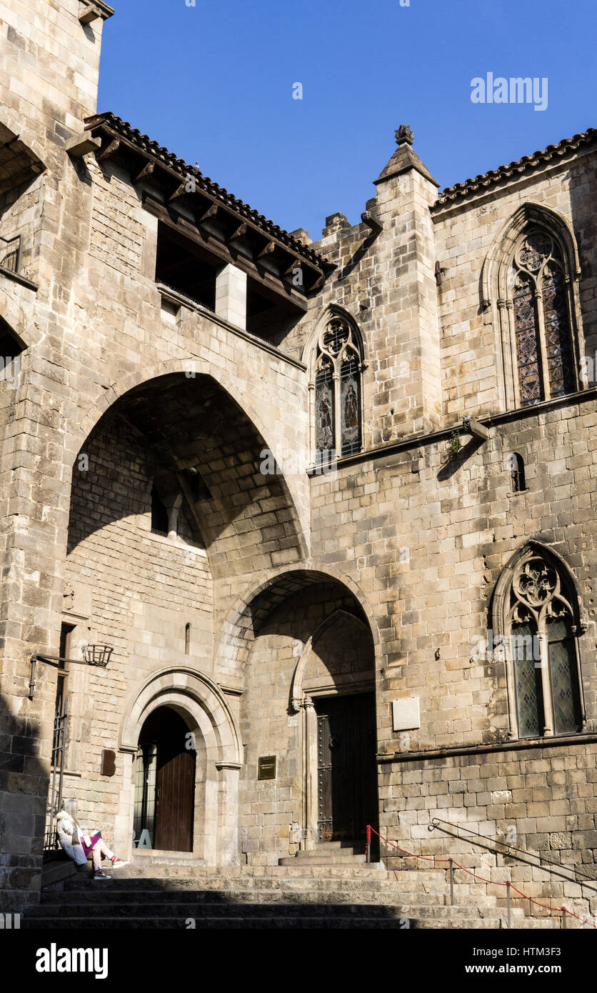 Plaza del Rey (King's Square) im Barri Gòtic von Barcelona, Katalonien ...