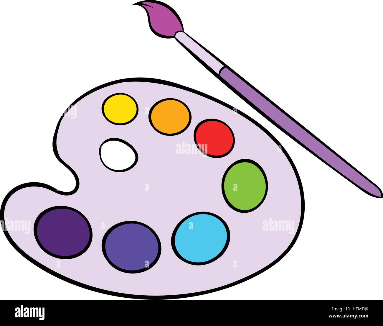 Kunst-Palette mit Farbe Pinsel-Symbol cartoon Stock-Vektorgrafik - Alamy