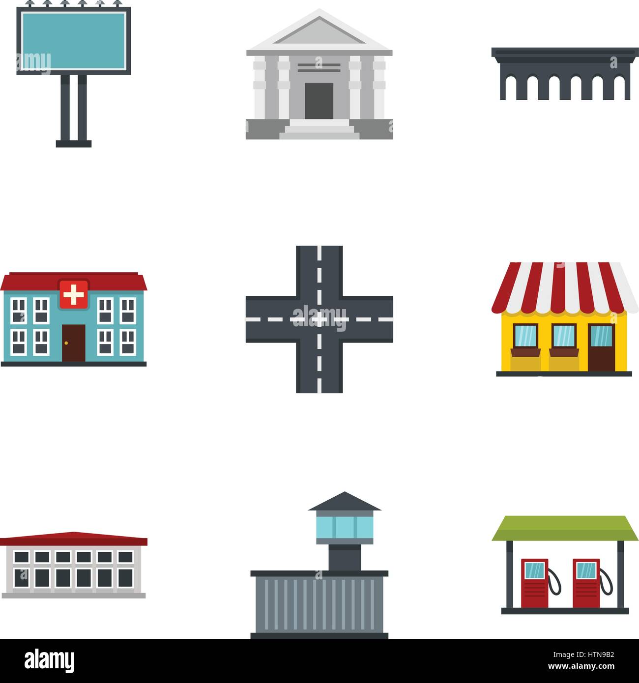 Moderne Stadt Symbole festgelegt. Flache Darstellung der 9 moderne ...