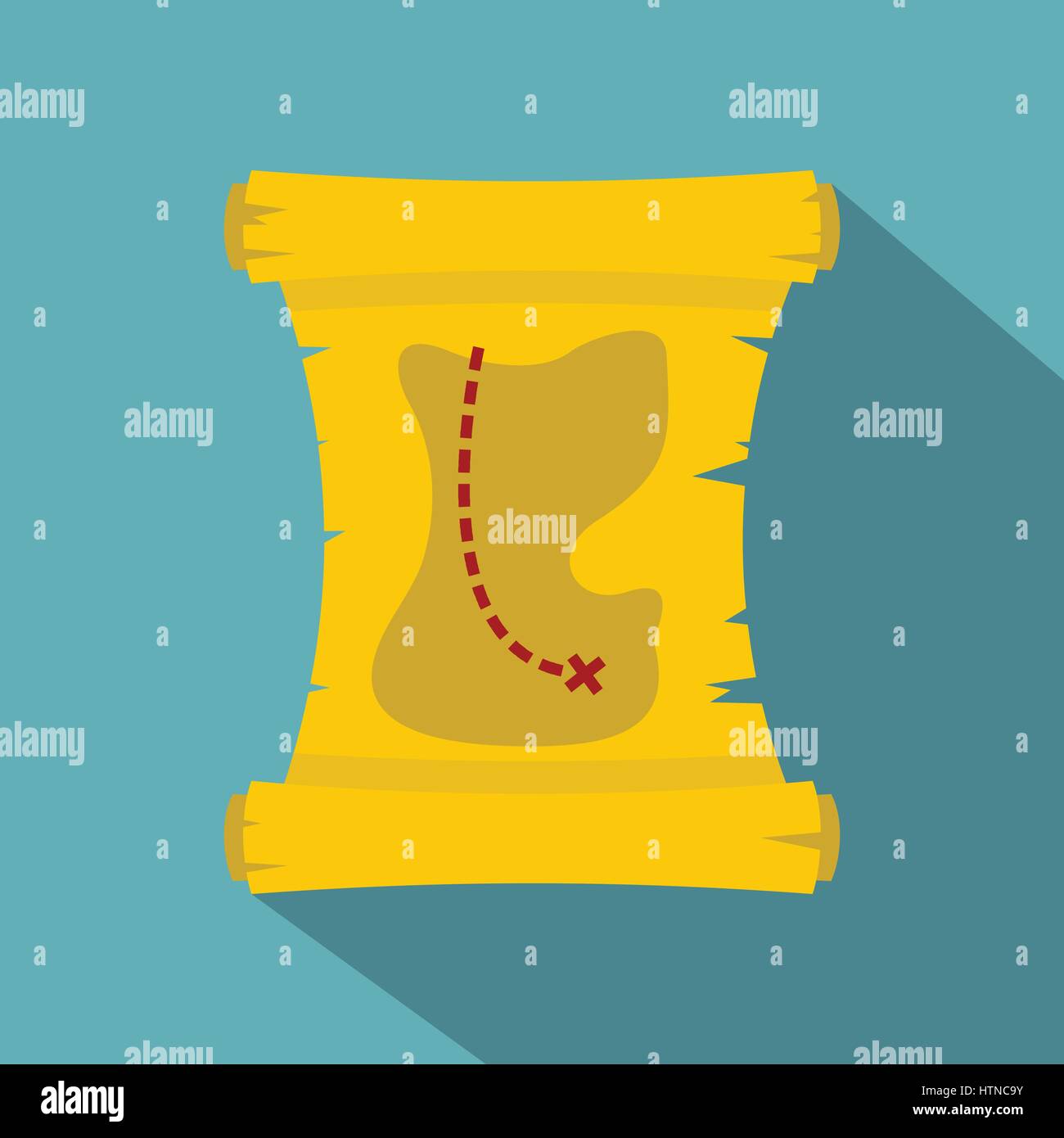 Schatz-Kartensymbol. Flache Darstellung der Schatz Karte Vektor Icon ...