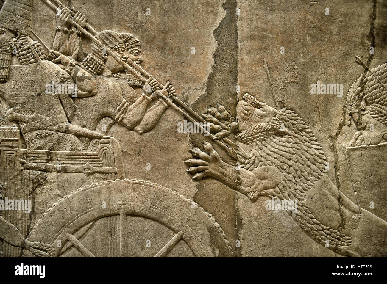 Assyrischen Relief Skulptur Panel aus dem Löwen jagen einem sterbenden ...