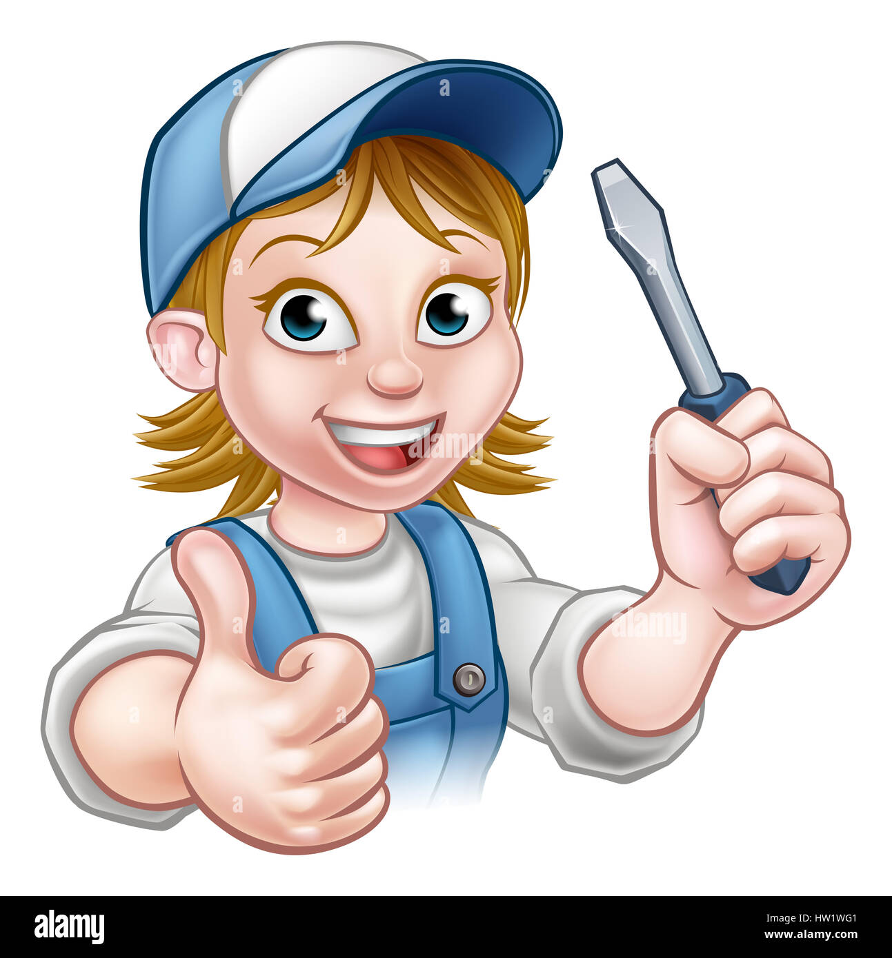Cartoon woman handyman builder mechanic -Fotos und -Bildmaterial in ...