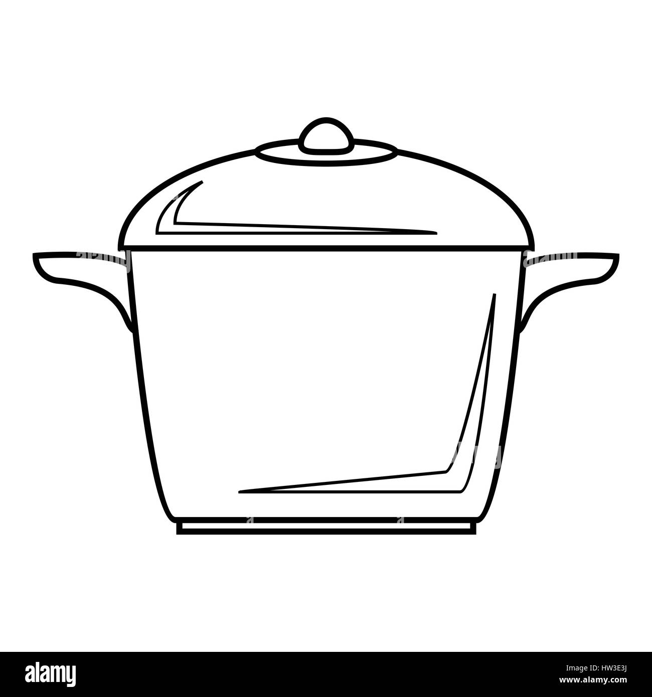 Emaillierte Topf Symbol, Umriss-Stil Stock-Vektorgrafik - Alamy