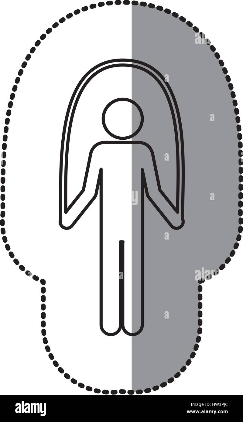 Aufkleber von monochromen Piktogramm mit Ausbildung im Seilspringen ...