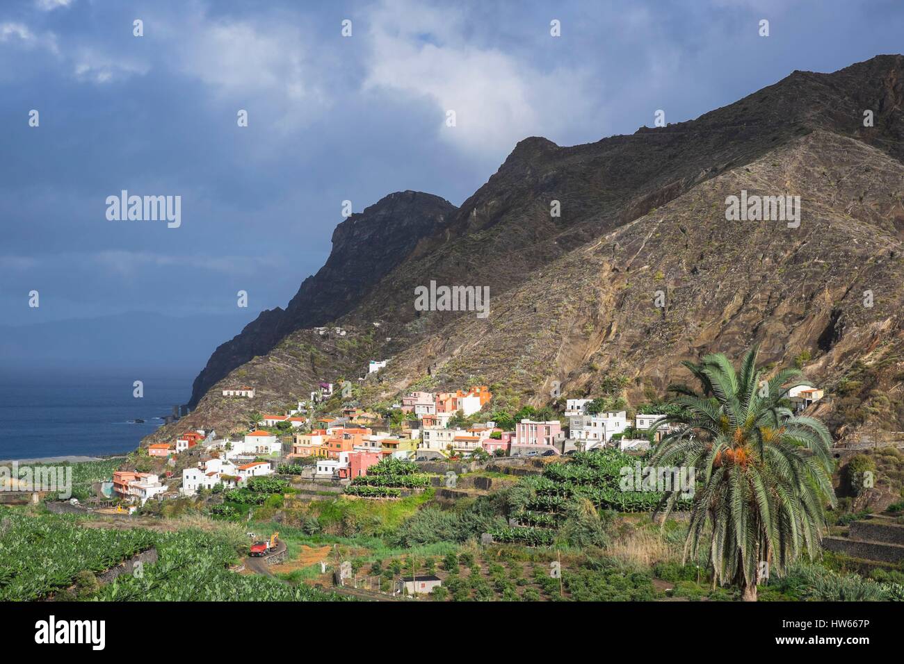 Spanien, Kanarische Inseln, La Gomera Insel zum Biosphärenreservat der UNESCO, Hermigua Dorf ...