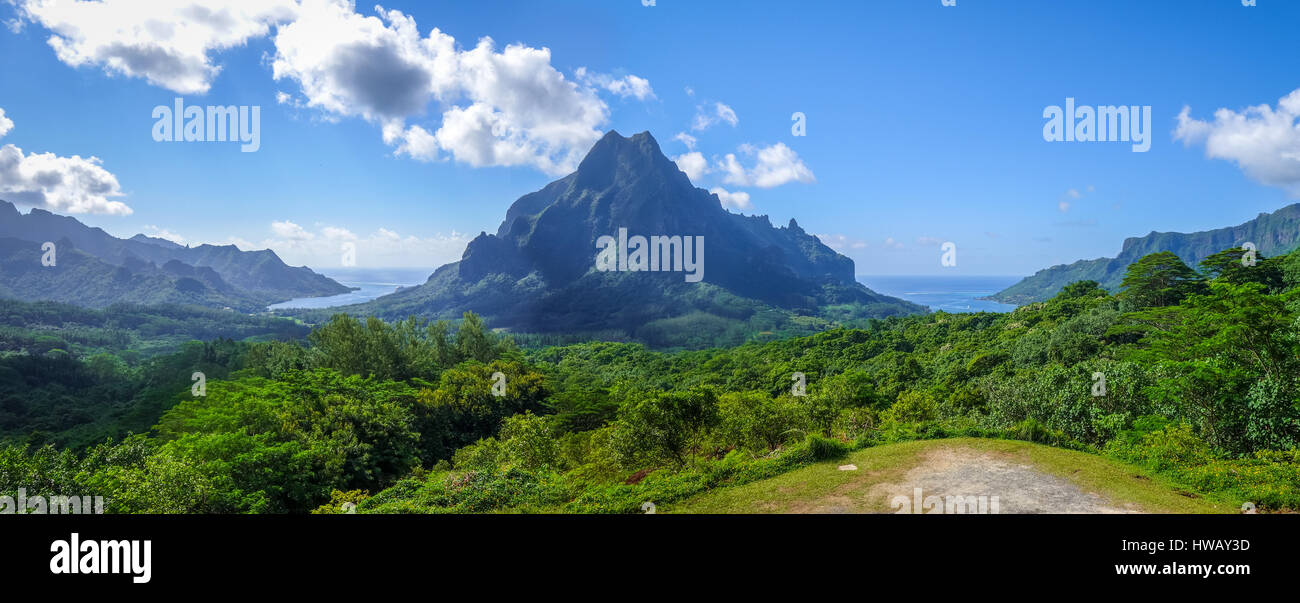 Luftaufnahme des Opunohu, Cooks Bay und Lagune auf der Insel Moorea ...