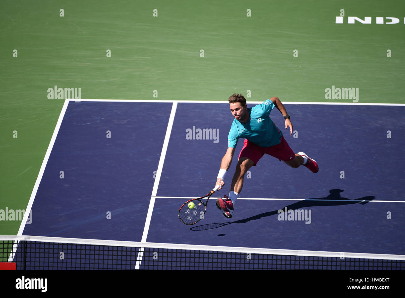 19. März 2017: Stan Wawrinka (SUI) im Kampf gegen Roger Federer(SUI) in ...