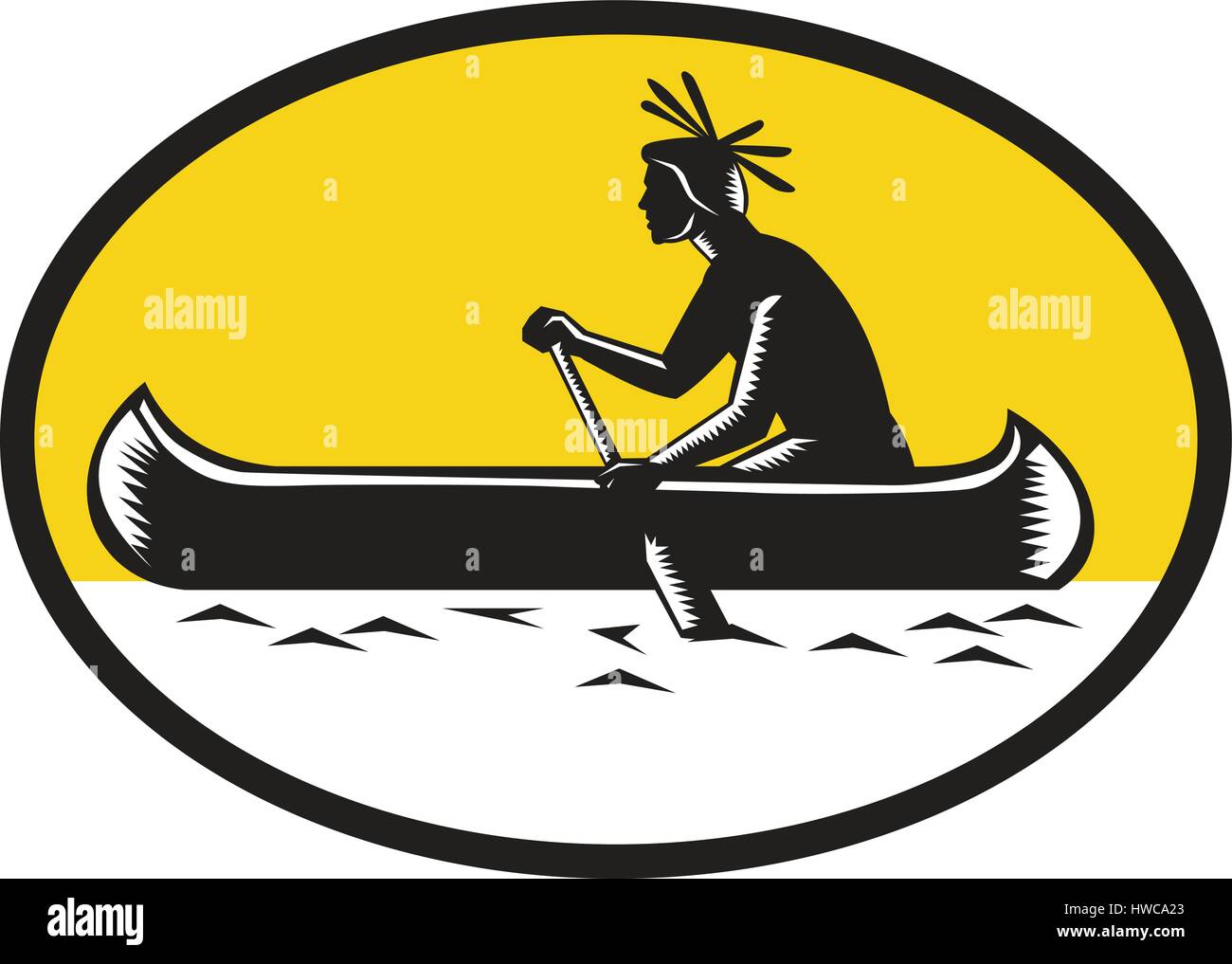 Gravur einer kanu gravur Stock-Vektorgrafiken kaufen - Alamy