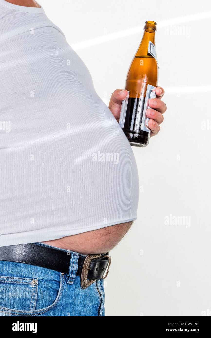 Menschen mit Übergewicht. Symbolische Foto für Bierbauch, erfolglosen ...