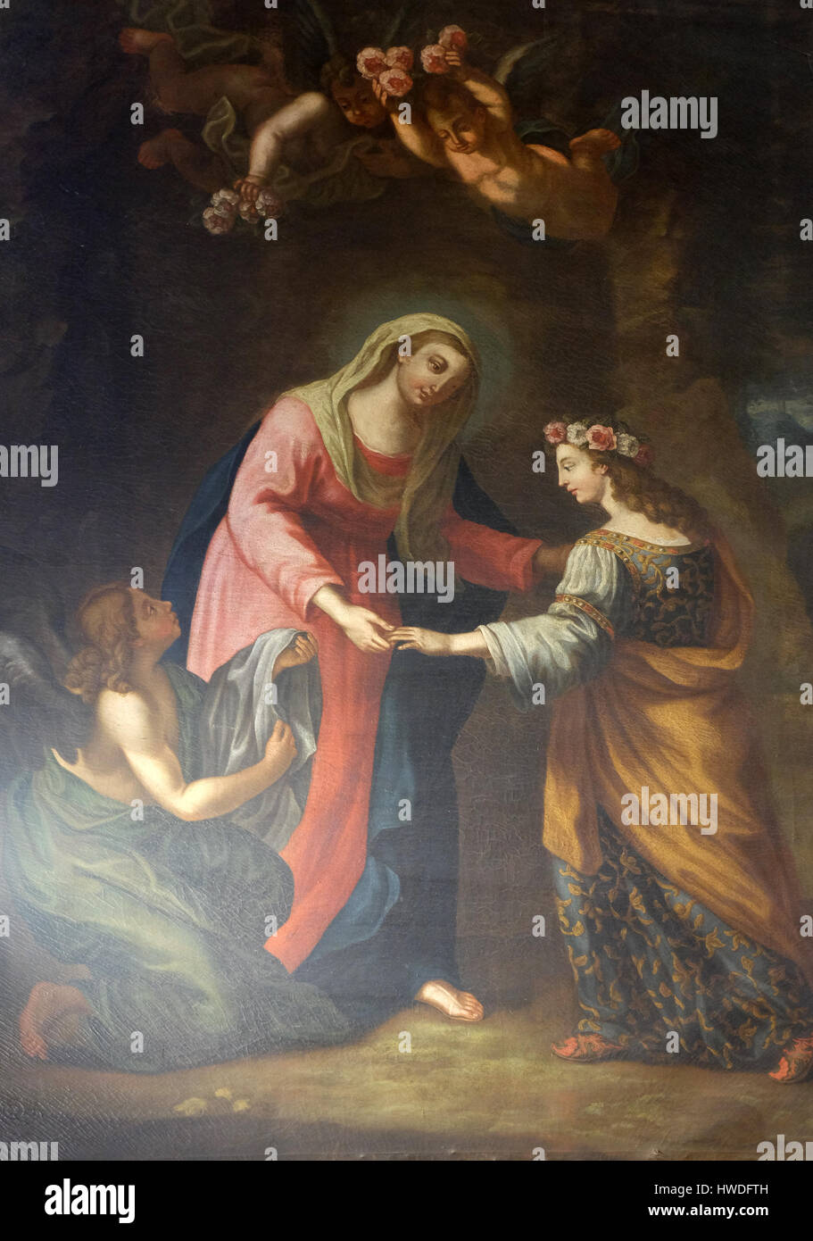 Jungfrau Maria mit heiligen Rosalia und Engel in der Kapelle des ...