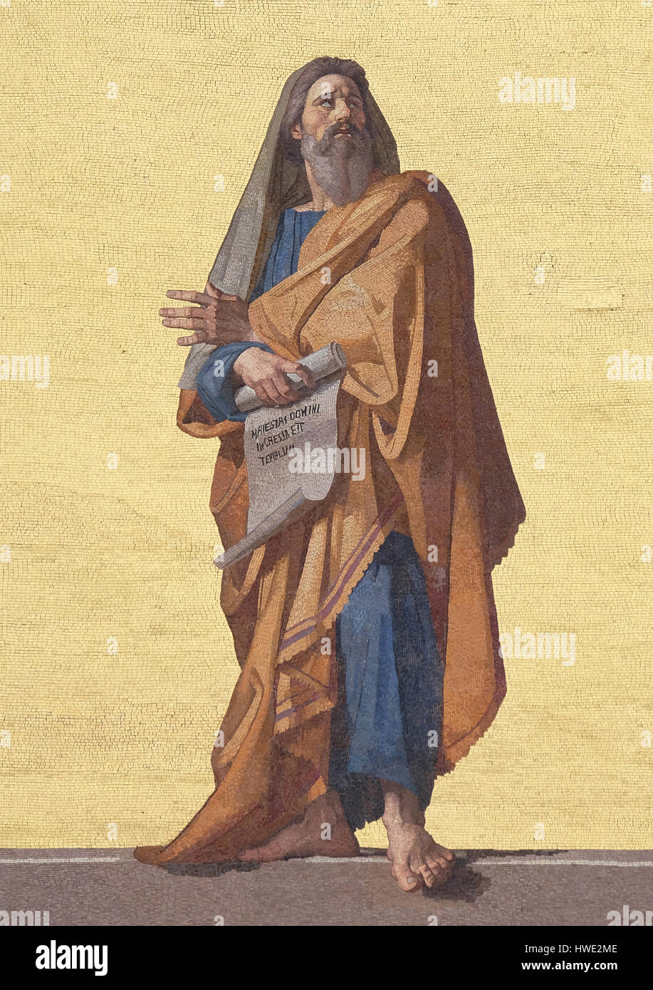 Mosaik des Propheten Ezechiel in der Fassade der Basilika Sankt Paul ...