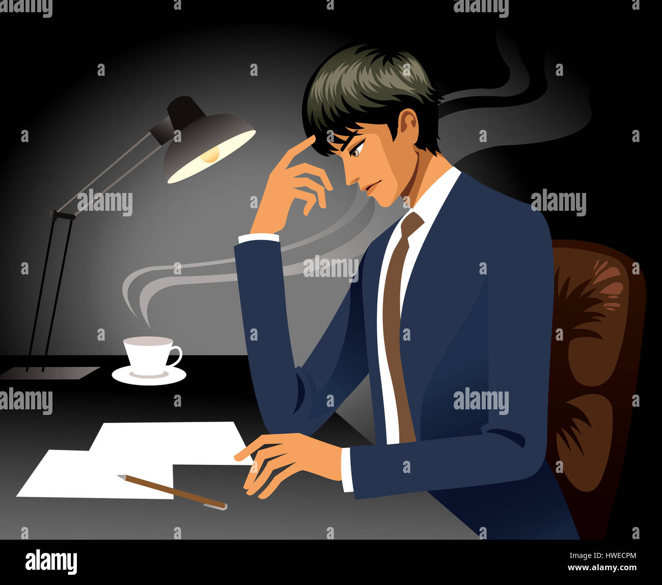Cartoon illustration boss thinking -Fotos und -Bildmaterial in hoher ...