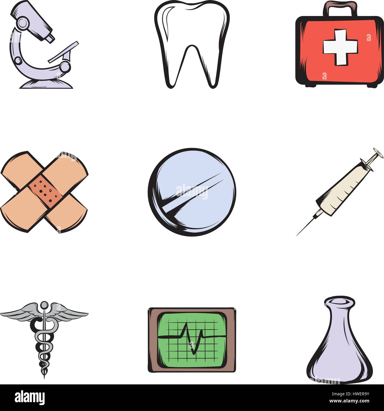 Apotheke Icons Set, Cartoon-Stil Stock-Vektorgrafik - Alamy