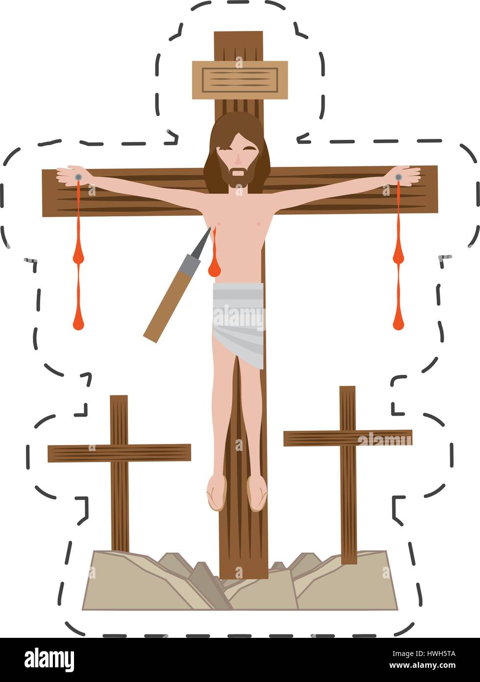 Cartoon-Jesus Christus stirbt Kreuz - via crucis Stock-Vektorgrafik - Alamy