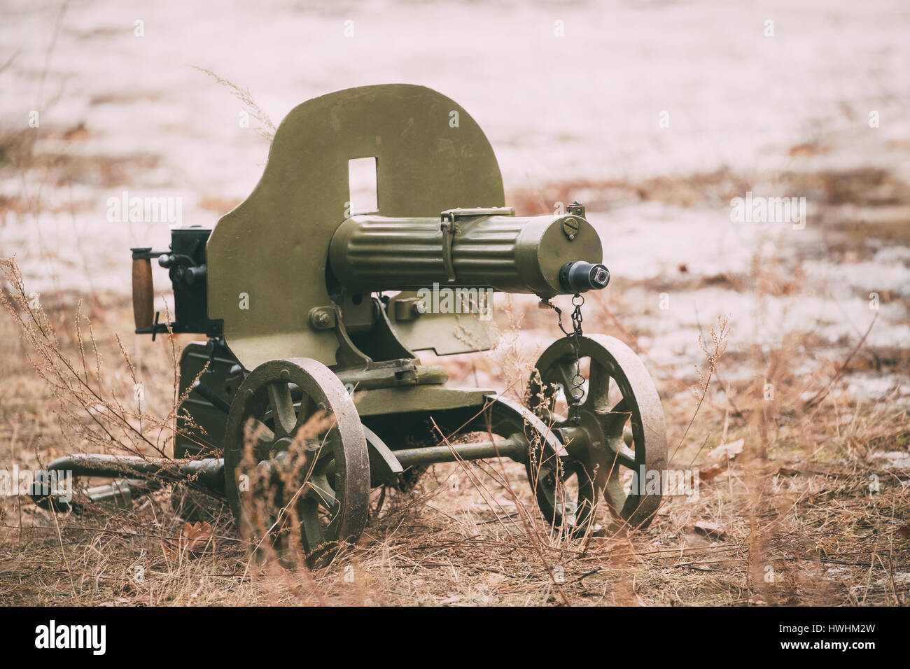 Maxim-Maschinengewehr Modell 1910/30 auf einem fahrbaren Vladimirov ...