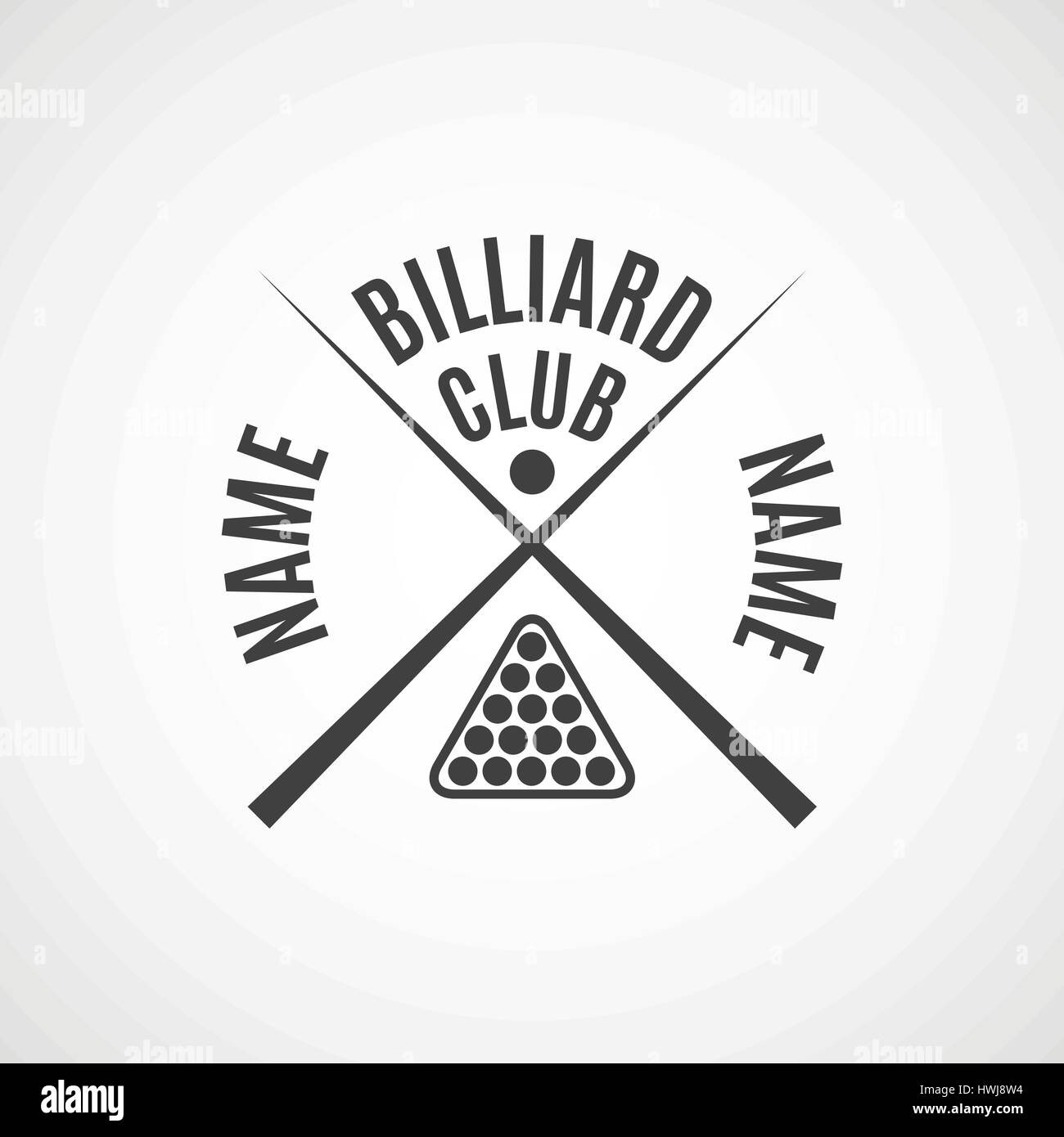 Graue Logo für verschiedene Arten von Billard, Pool, Snooker, isoliert ...