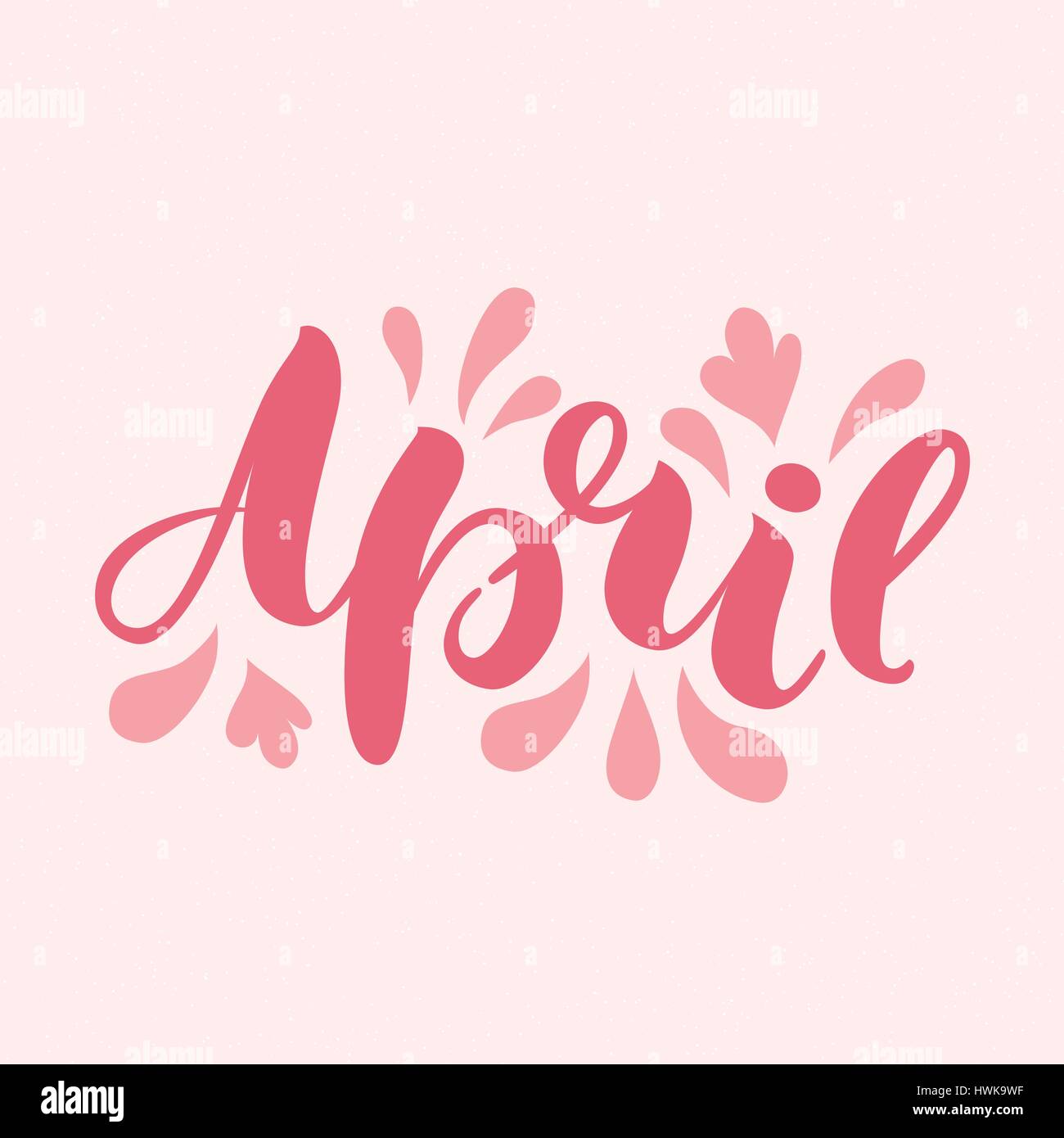 Hand mit inspirierenden Text Buchstaben April. Hand gebürstet Tinte ...