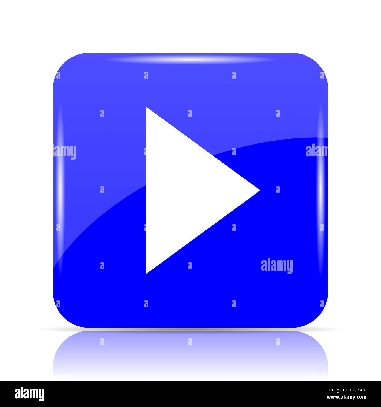 Play-Zeichen Symbol, blaue Website Taste auf weißem Hintergrund ...